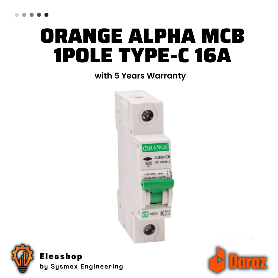 16A Alpha 1 Pole 230/400V MCB Breaker Orange| 5 Years Warranty | Orange ...