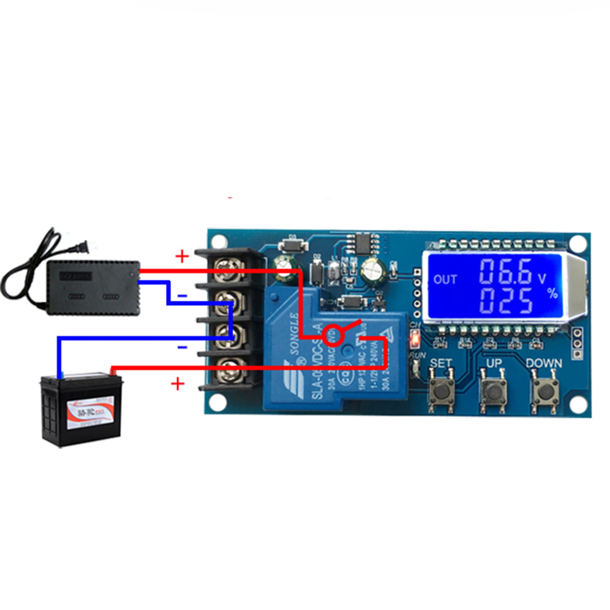 Battery Charging Control Module 30A LED Display Time switch 6V to 60V ...