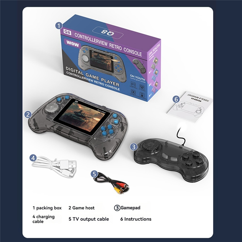 Q8 Handheld Game Console 3.0 Inch Screen 800-In-1 Classic Games 2 ...