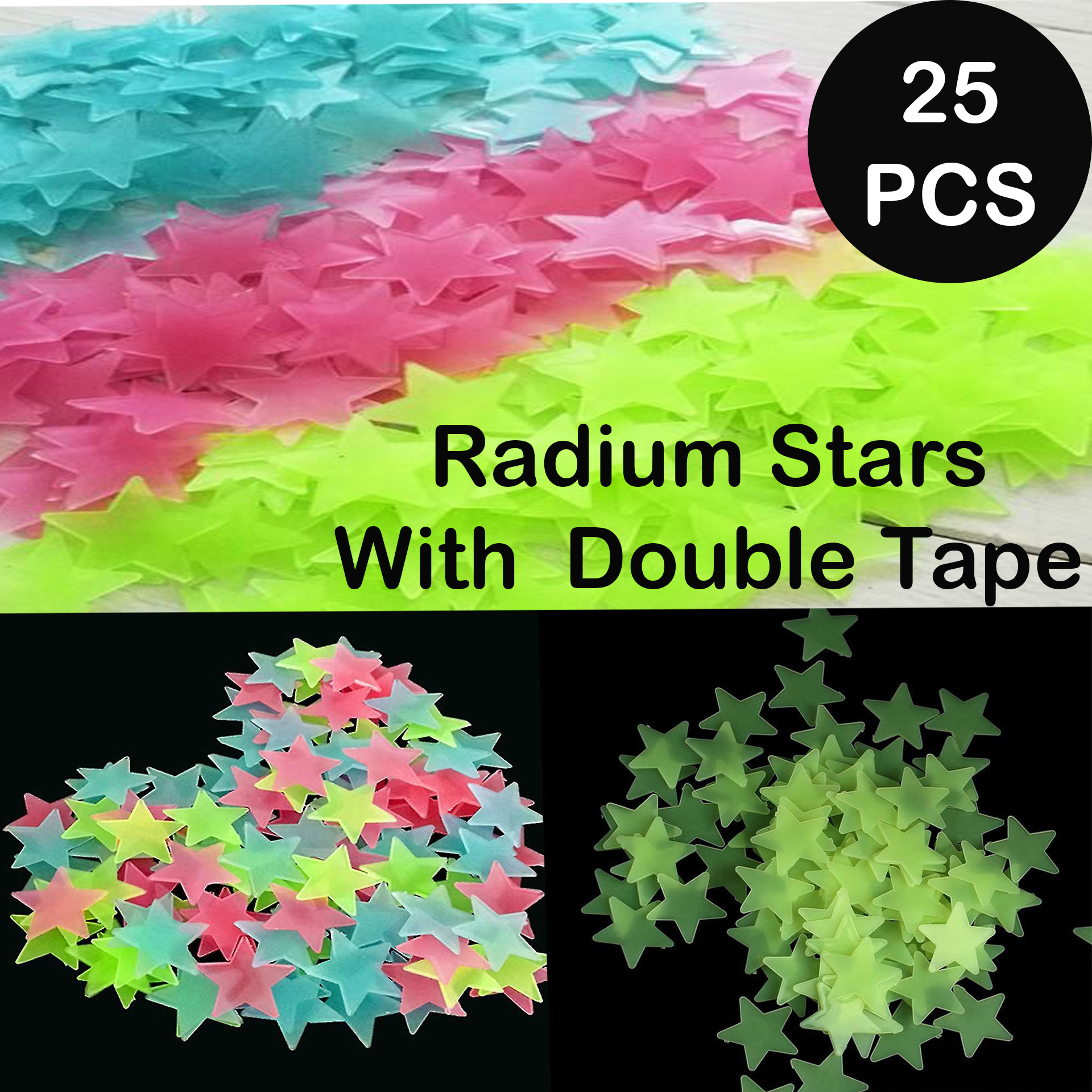 Radium Stars 25 pcs Wall Stickers Night Glowing Stars 25 pcs Plastic ...
