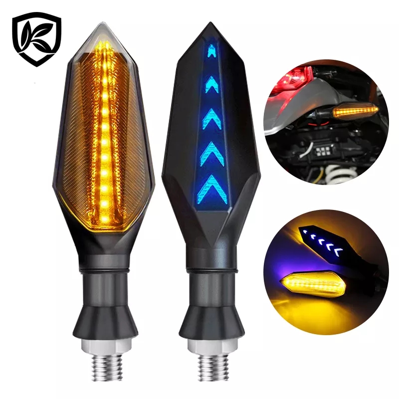 Universal Motorcycle Turn Signals LED Light Flowing Flashing Indicator ...