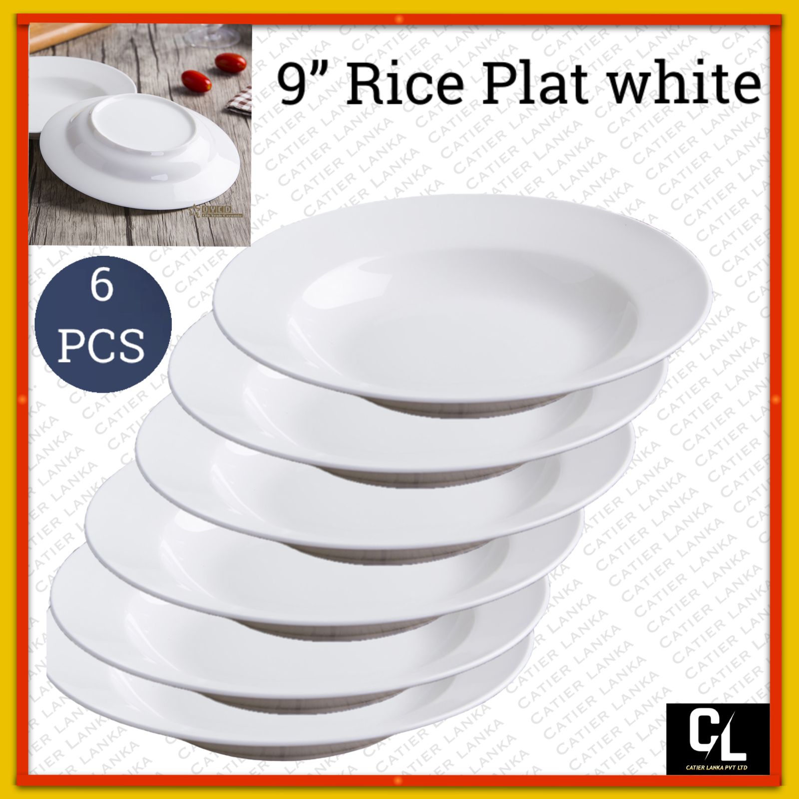 6 PCS White Plate Ceramic Rice plate Deep | Daraz.lk