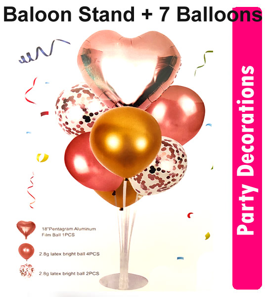 7 Tubes Balloons Stand Holder Column with 7 Balloons Happy Birthday ...