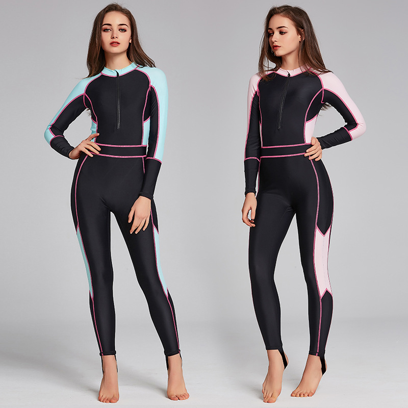 SBART New Women's One Piece Diving Suit Sunscreen Long Sleeve Swimwear ...
