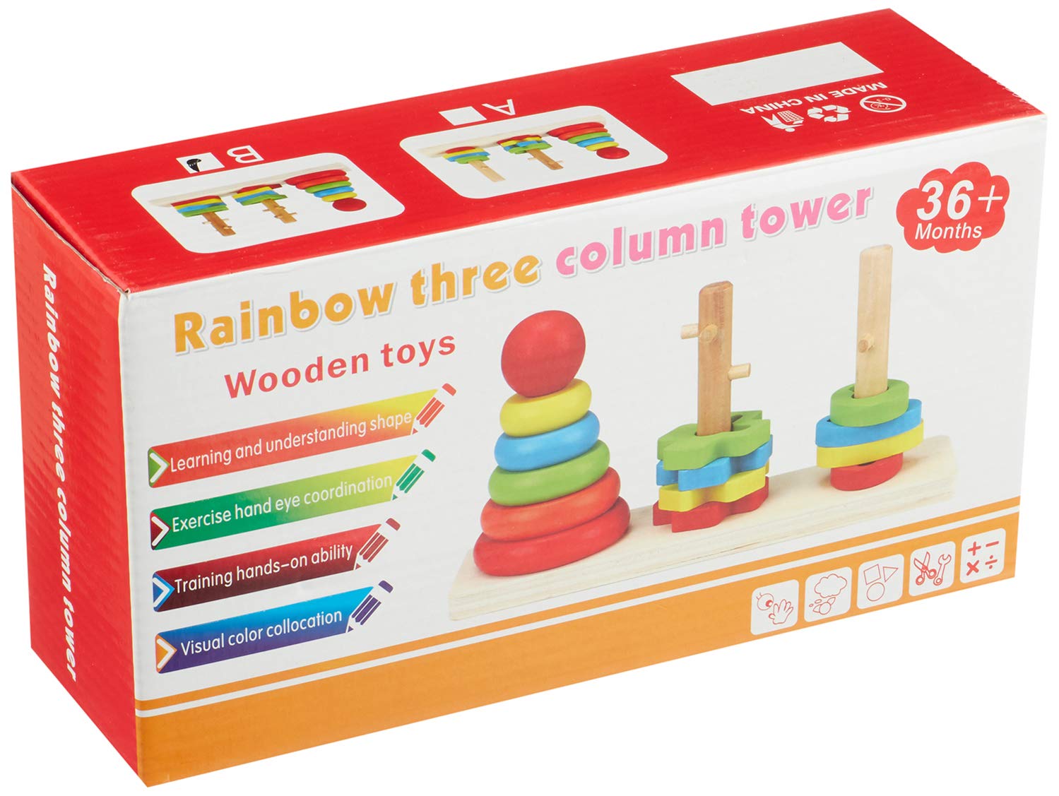 Wooden three colum sorting tower educational Toy | Daraz.lk