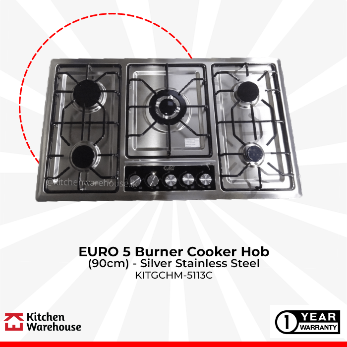5 Burner Silver Stainless Steel Gas Cooker/Cooker Hob – Euro | Daraz.lk