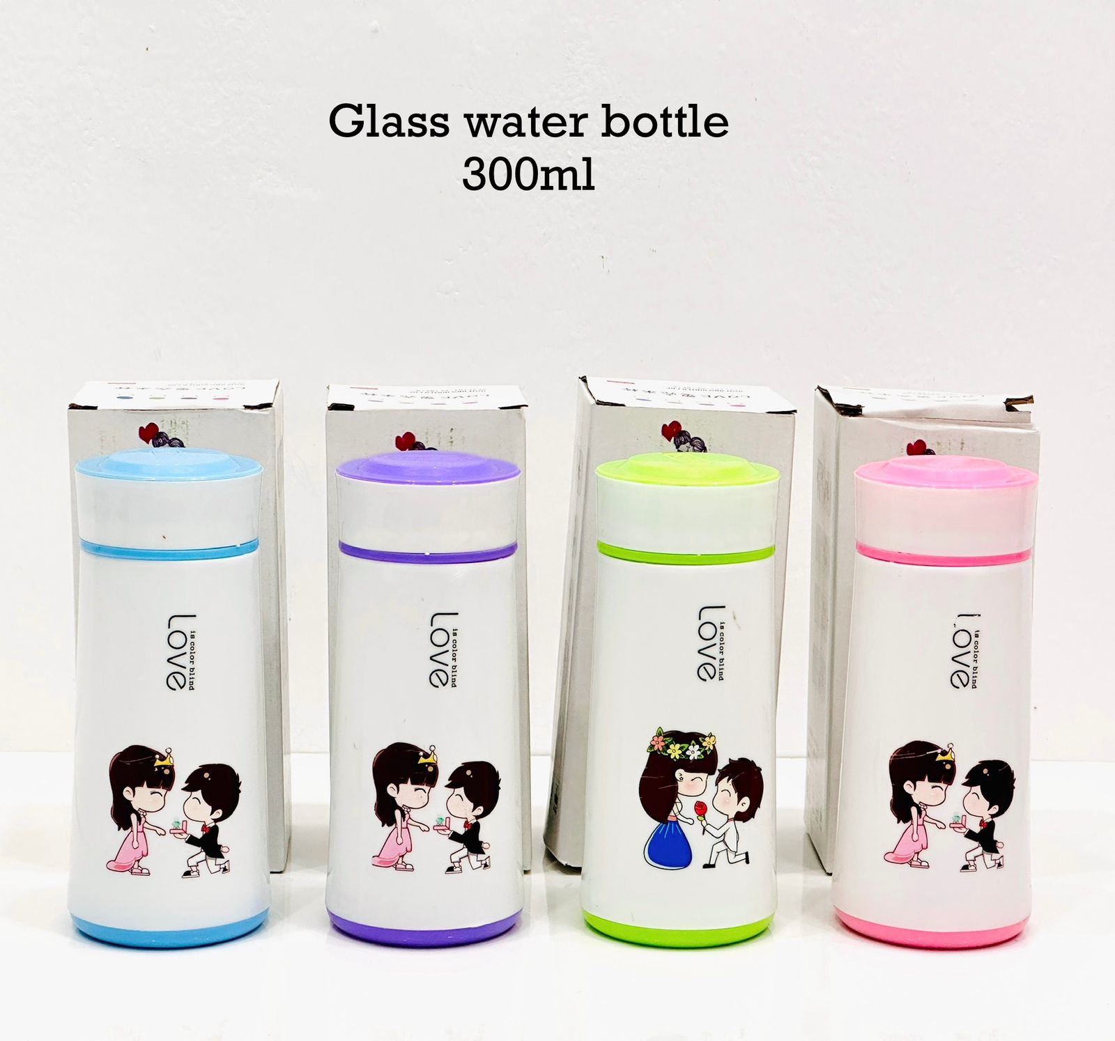 Cute Glass Water Bottle with Lid For School, Sports & Outdoor Purpose ...