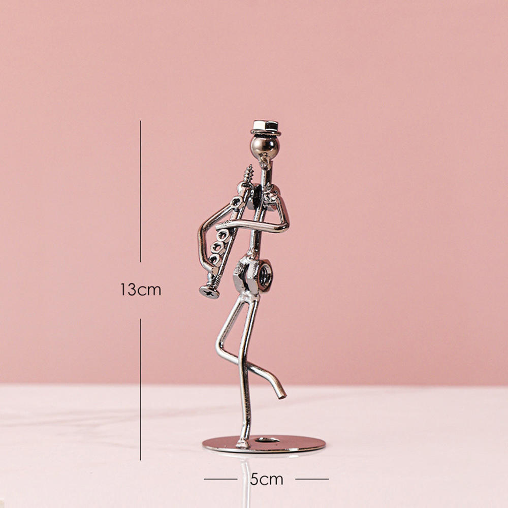 Metal Music Man Statue Musician Collectible Band Figurine Home Office ...