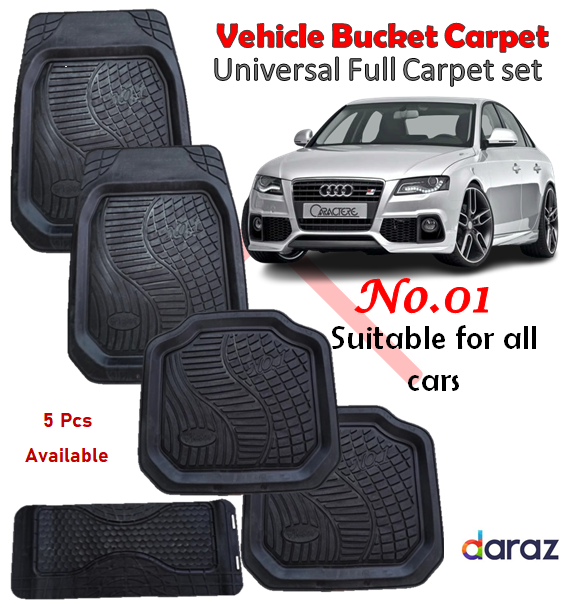 Car Bucket Carpet Set -Universal Fit Rubber Bucket Carpet Set 5 Pcs ...