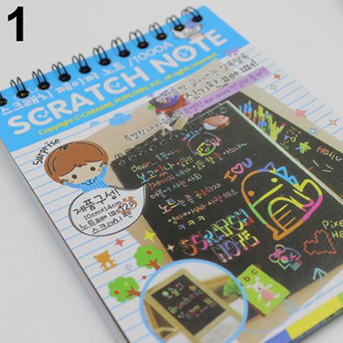 Notebook 10*14cm Large Color Rainbow Scratch Paper Note Book Black Diy ...