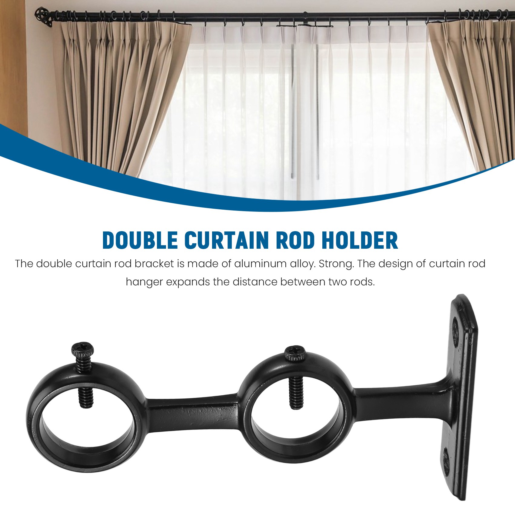 Ceiling Mount Double Curtain Rod Brackets | Shelly Lighting