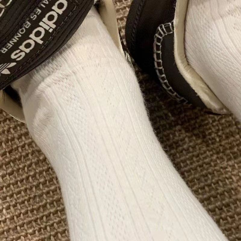 Women's Summer Thin Socks ins Trendy Cream Series Curling Dark Grain ...