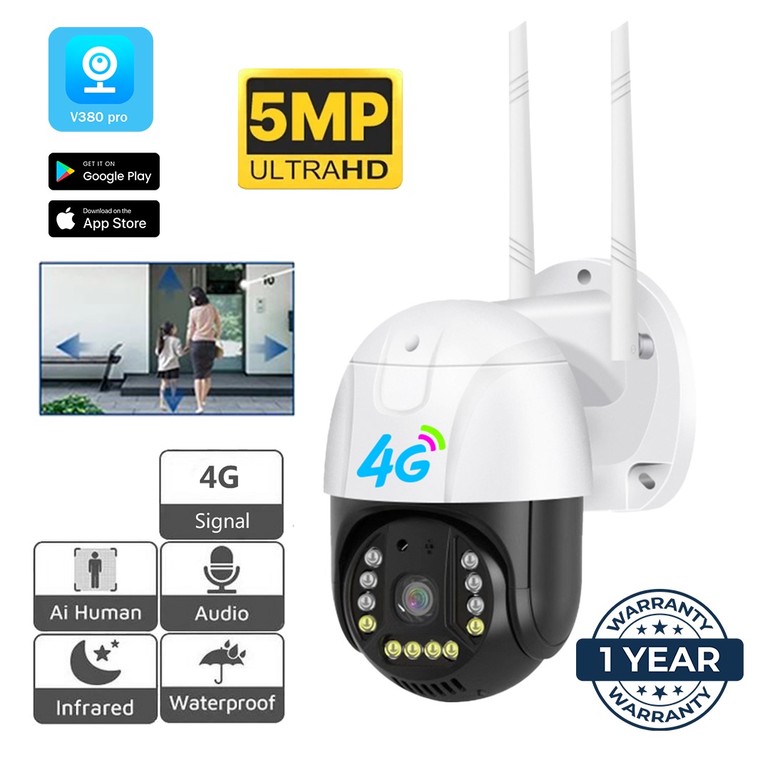 4G Sim Card Camera 5MP IP66 outdoor ptz security camera colorful IR ...