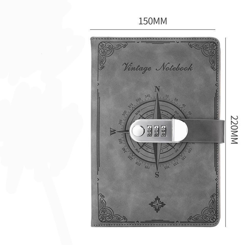 A5 200 Pages 2024 Notebook Retro Password Book with Lock Diary Binder ...