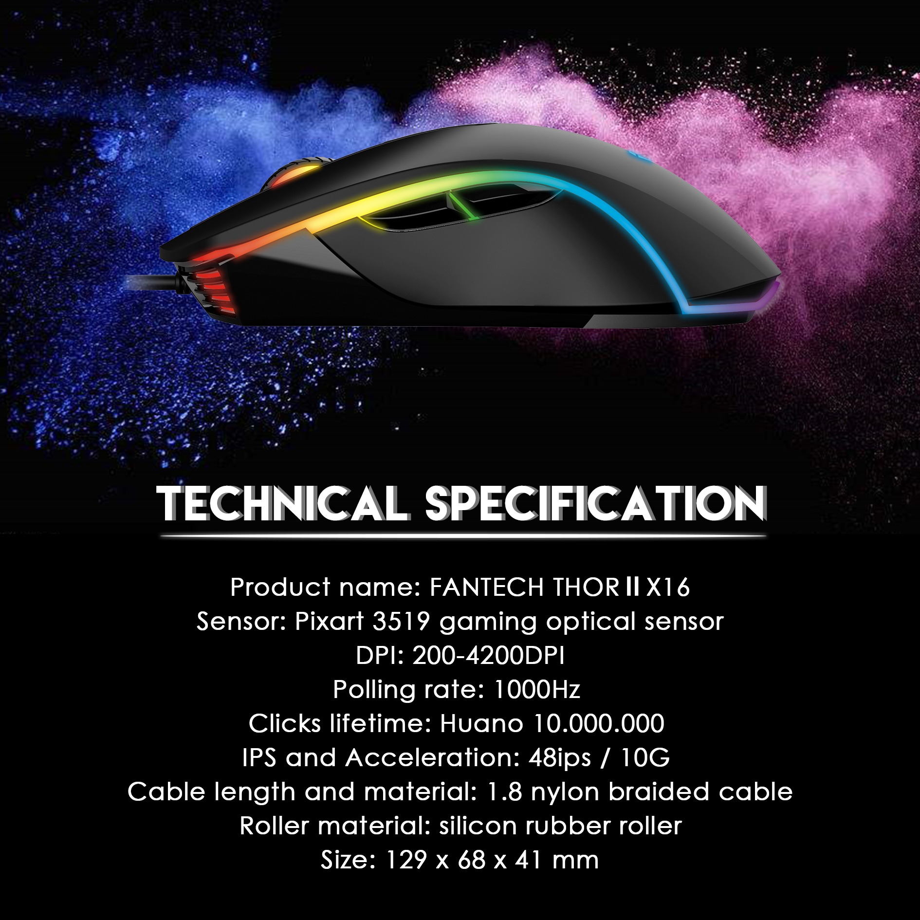 【Fantech Store】Fantech X16 v2 THOR II RGB Gaming Mouse | Daraz.lk