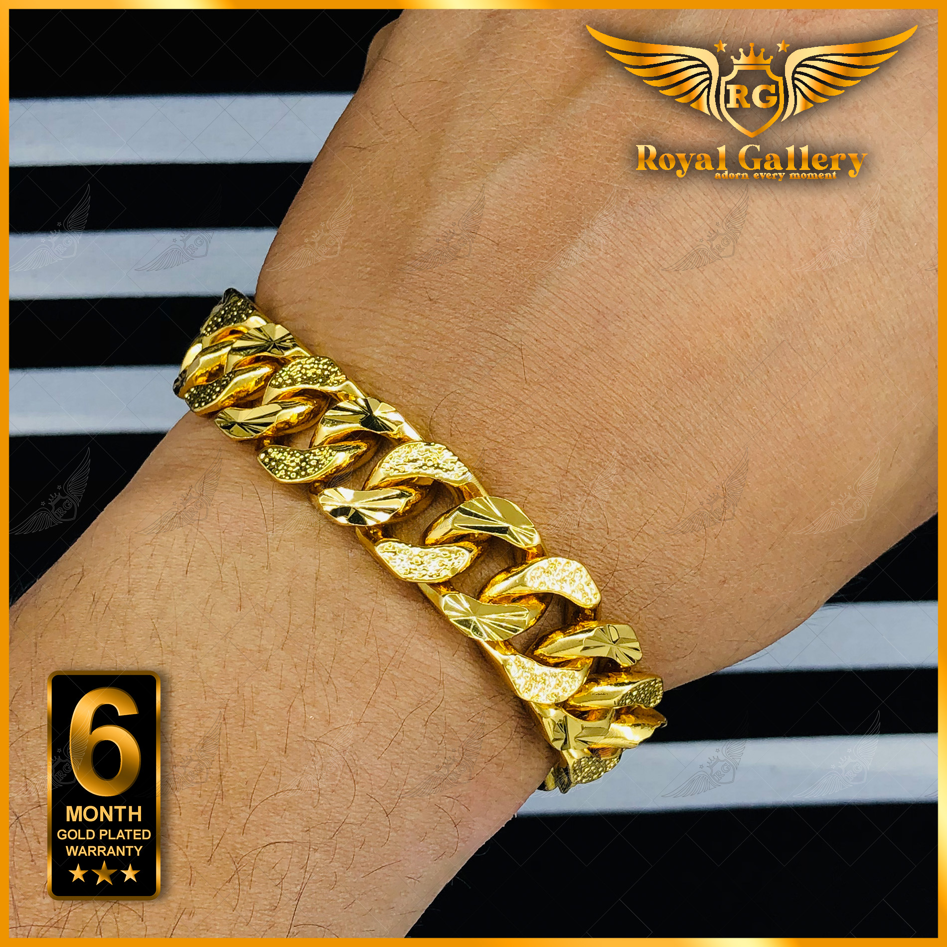 Gold Plated Miami Cuban Cut Bracelet | Daraz.lk