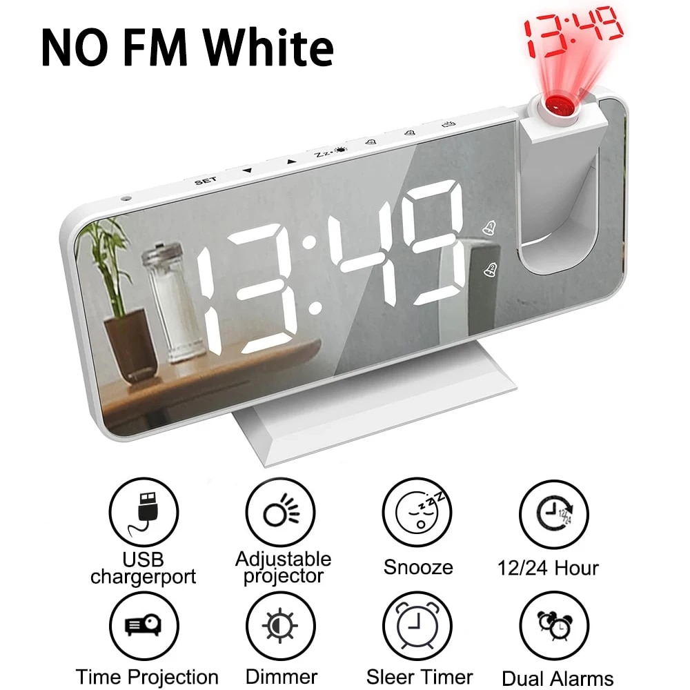 FM Radio LED Digital Smart Alarm Clock Watch Table Electronic Desktop ...