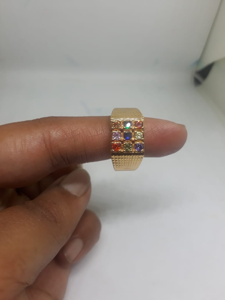 Gold plated navarathinam stone ring | Daraz.lk