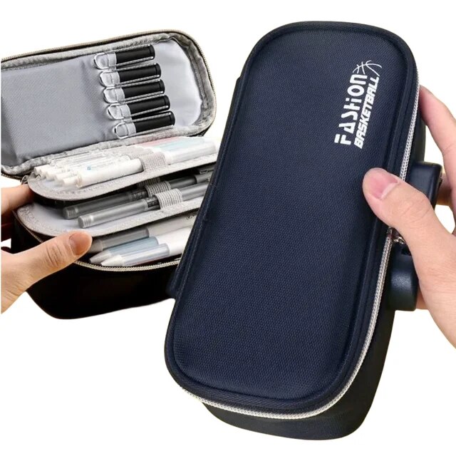 【HOT】 Portable Password Lock Pencil Case Boy Canvas Pencil Bag Large ...