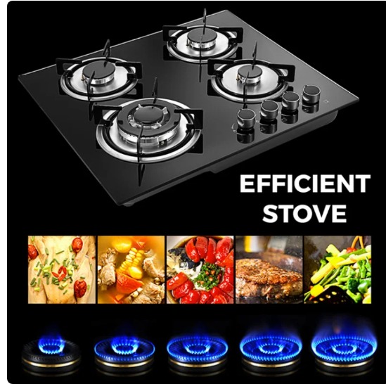 Glass Top 4 Burner Gas Cooker / Cooker Hob Brand Fero Kitchen 1 year ...