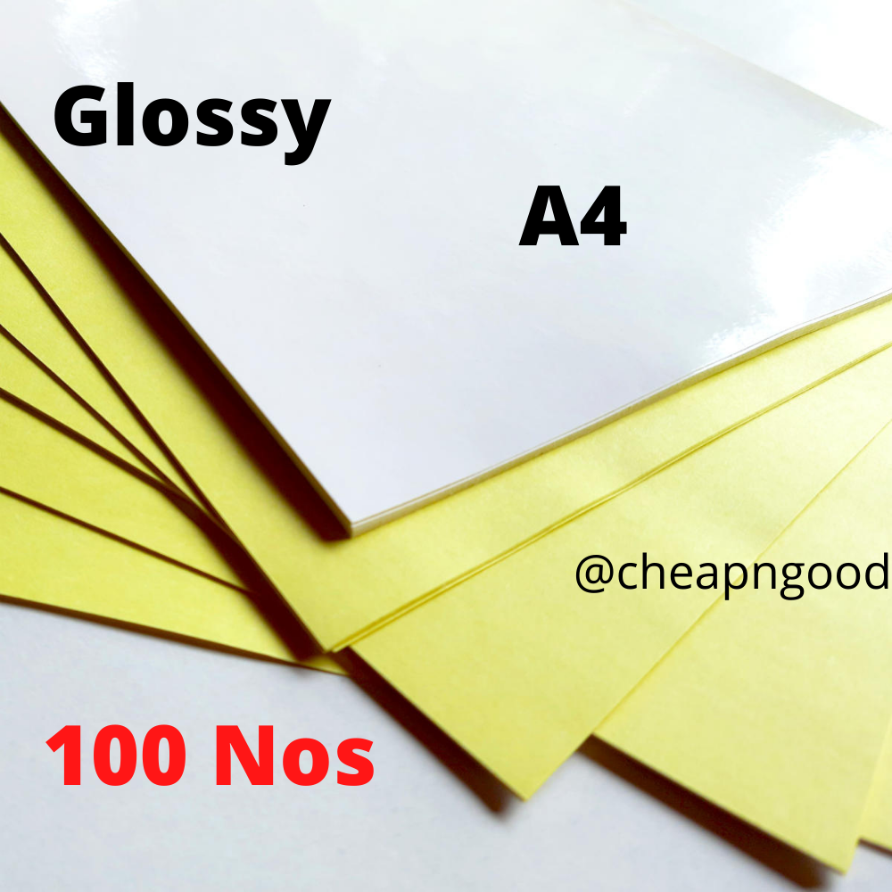 Sticker Paper Gloss (Shiny) A4 Size 100 Sheets Blank Sticker Paper ...