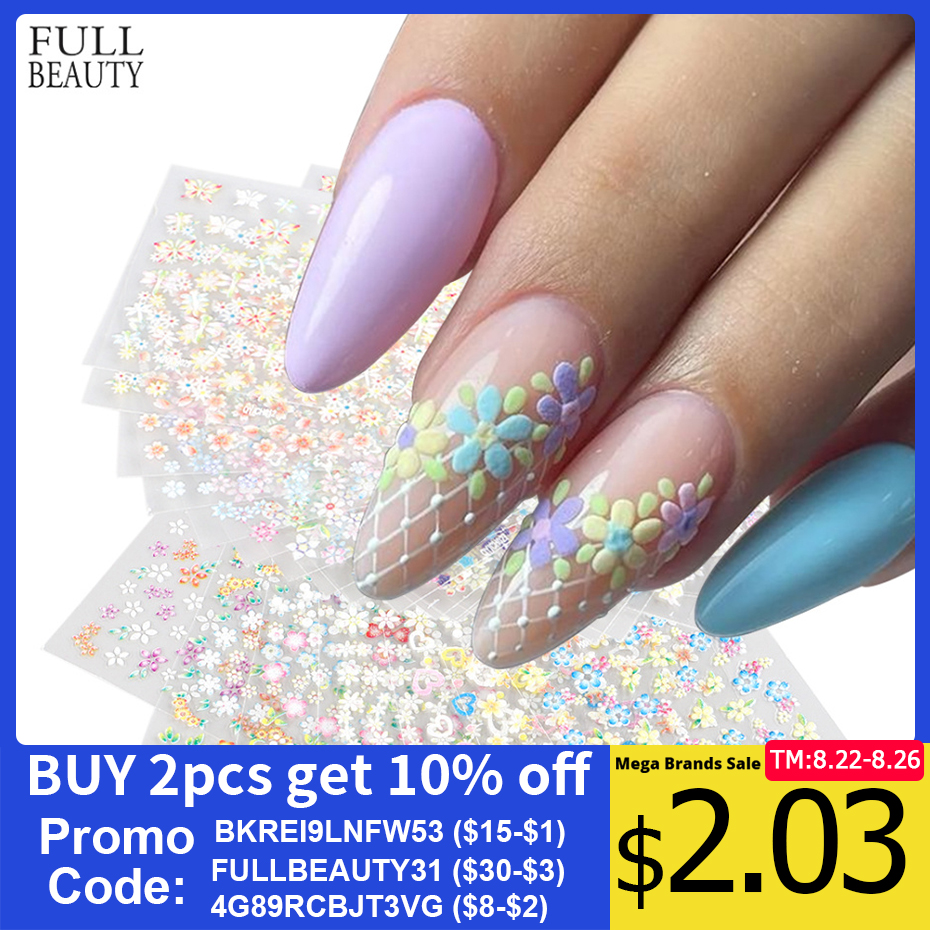 【Beauty Code】Nails Art Sticker Set Fashion Flower Design Self-adhesive ...