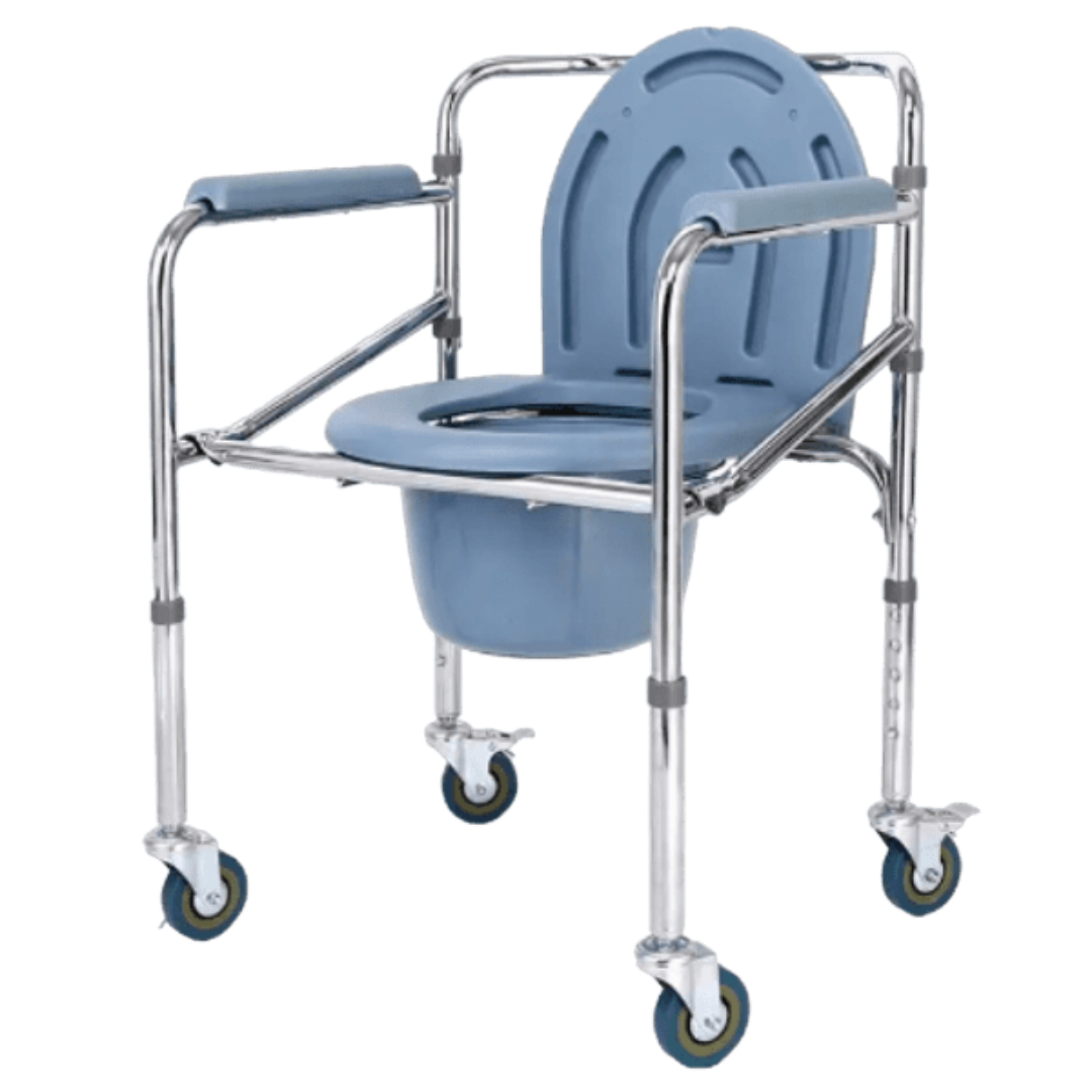 Commode Chair with Lock Wheels | High Strength Frame Bathing Chair with ...