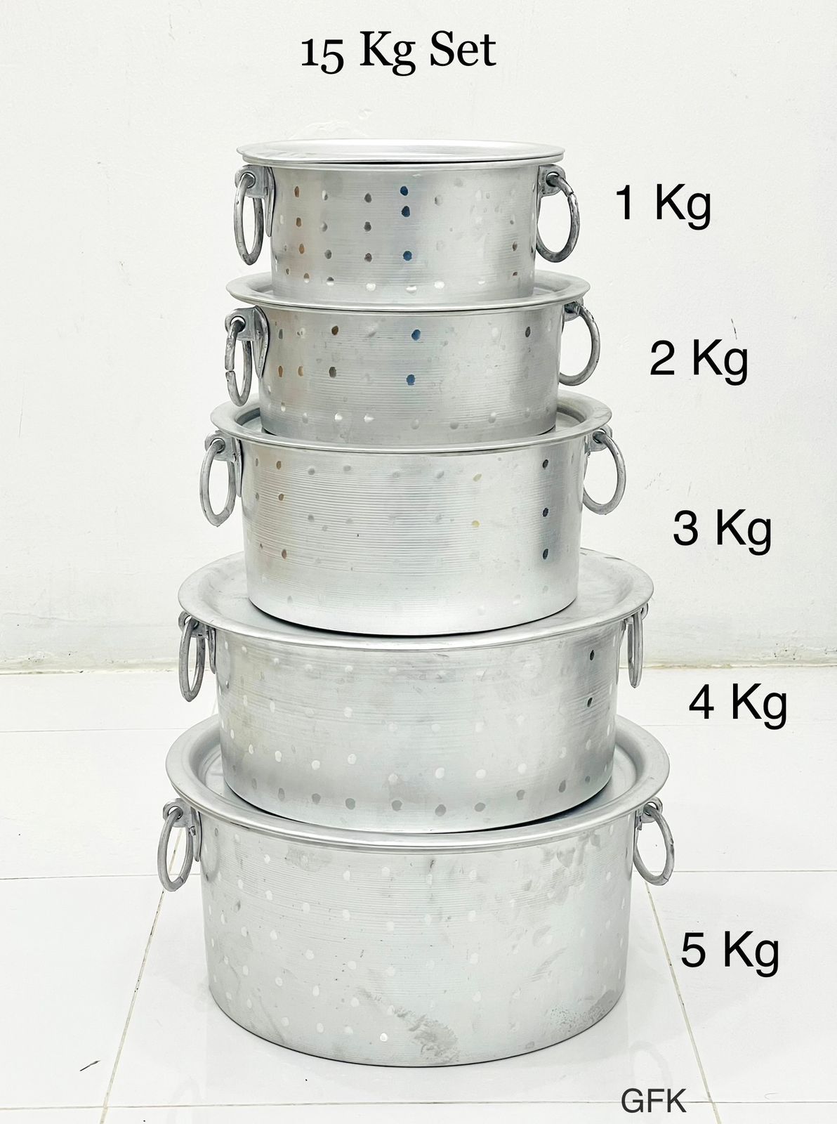 Aluminium Cooking Pan & Pots 5 Pcs Set - 1kg to 5kg set Dot with Handle ...