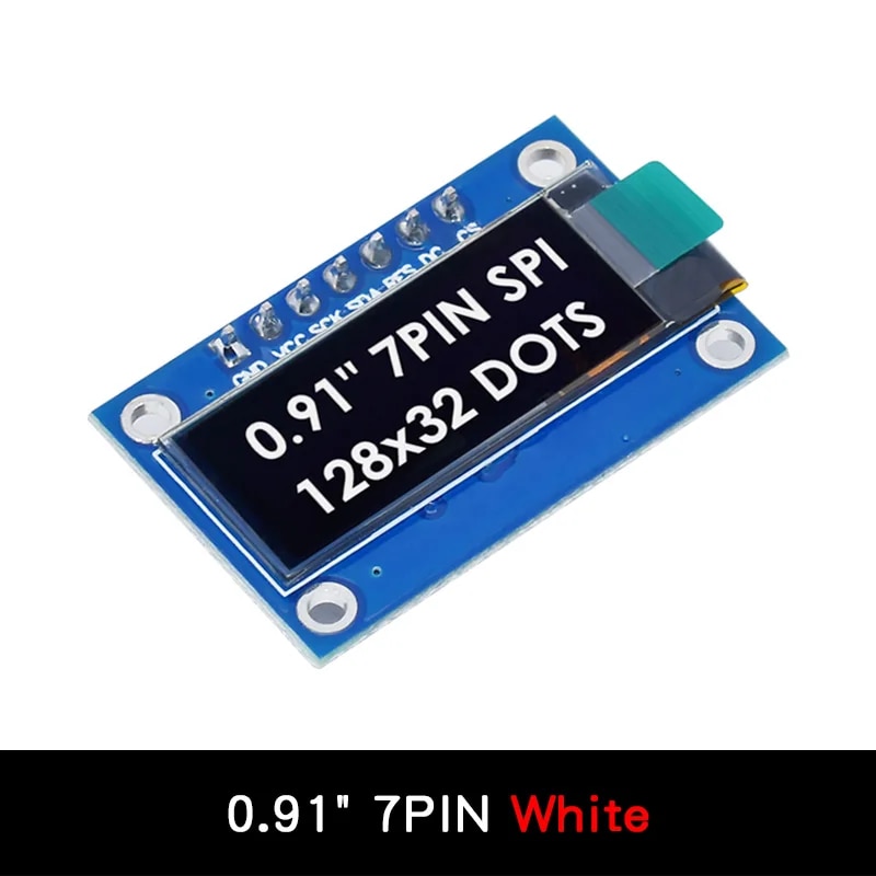 WAVGAT SSD1306 7PIN 0.91inch 128x32 SPI OLED Module 0.91" OLED Display Module White Blue OLED ...