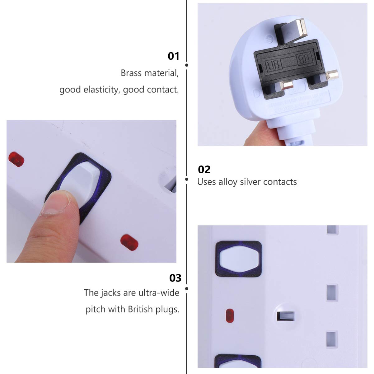5 Way Plug Socket Outlets with 3 Meter Extension Cord Universal Power ...