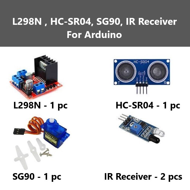 SG90 Servo Motor HC-SR04 Ultrasonic Sensor L298N Motor Driver IR Obstacle Avoidance Sensor for ...