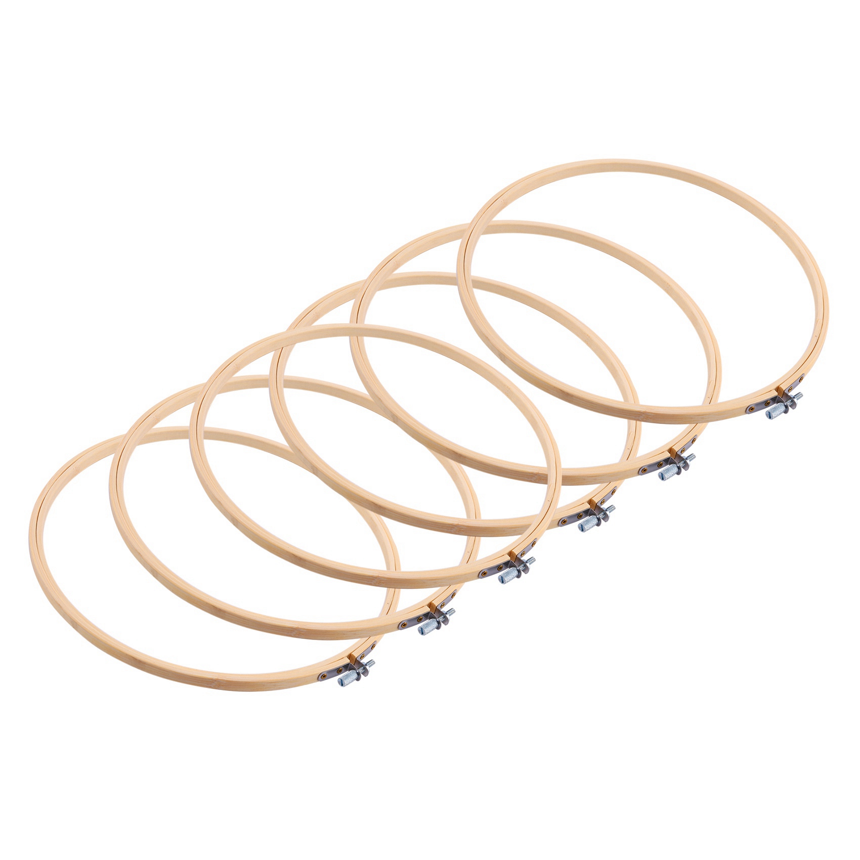 12 Pieces 10 Inch Embroidery Hoops Wooden Round Adjustable Bamboo ...