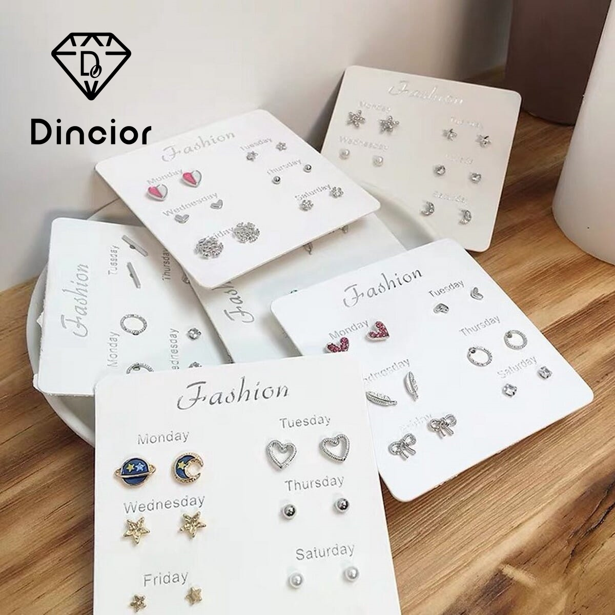 6Pcs/Set Simple Korean Stud Earring Pearl Crystal Women Earing Ins Girl ...
