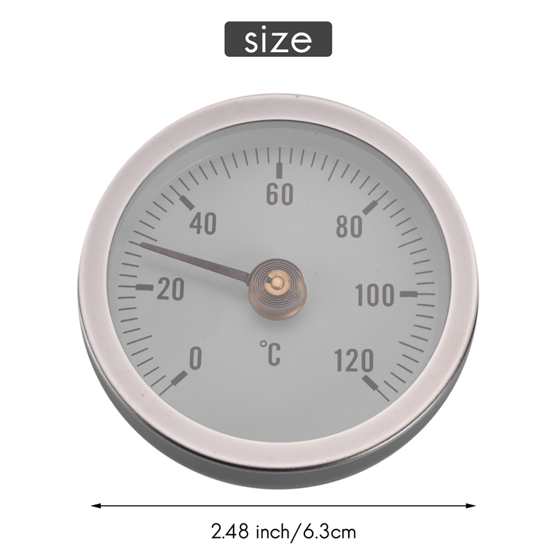 2X -W50A Thermometer Hot Water Pipe Thermometer Bimetal Stainless Steel ...