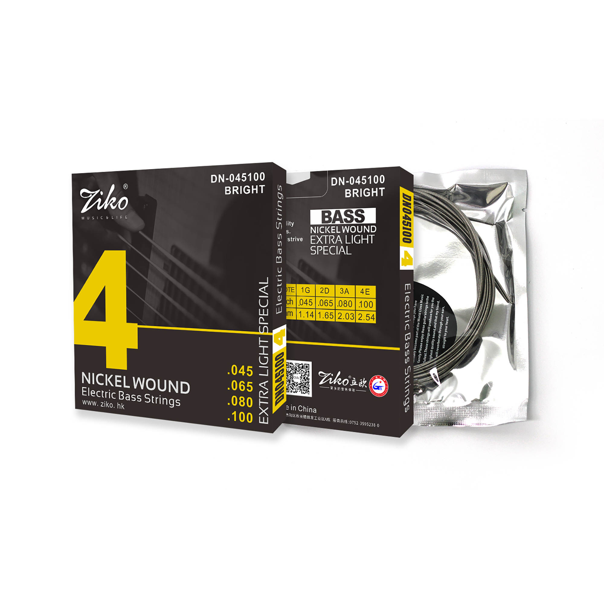 Ziko Electric Bass Strings 045 - 100 | Premium Pure Nickel 4 String ...