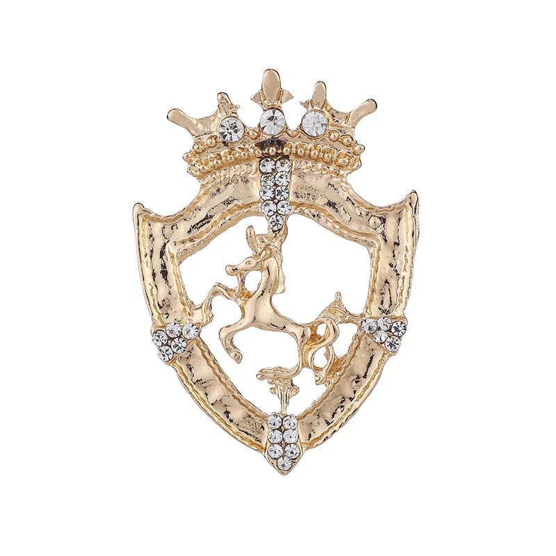 【HUT】 I-Remiel New Vintage Rhinestone Small Crown Prancing Brooch For ...