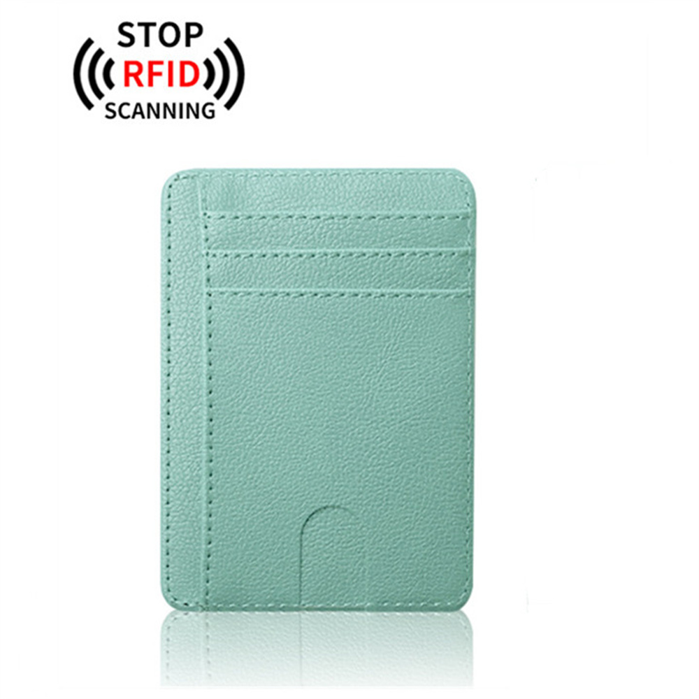 Men Women Anti-scan Leather Slim ID Credit Card Holder RFID Blocking ...