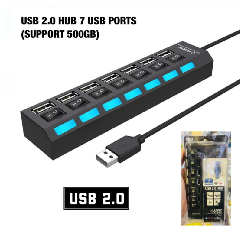 USB Hub,Isightguard 7-Port USB 3.0 Hub with Individual LED lit Power Switches | Daraz.lk