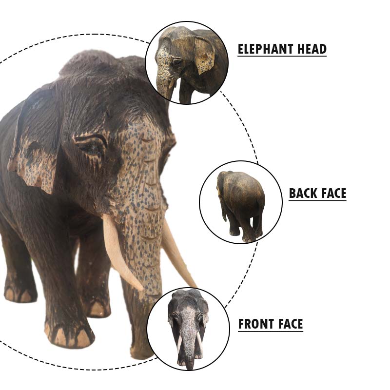 Brown Colour Hand Carved Natural Wood wild Elephant Statue | Daraz.lk