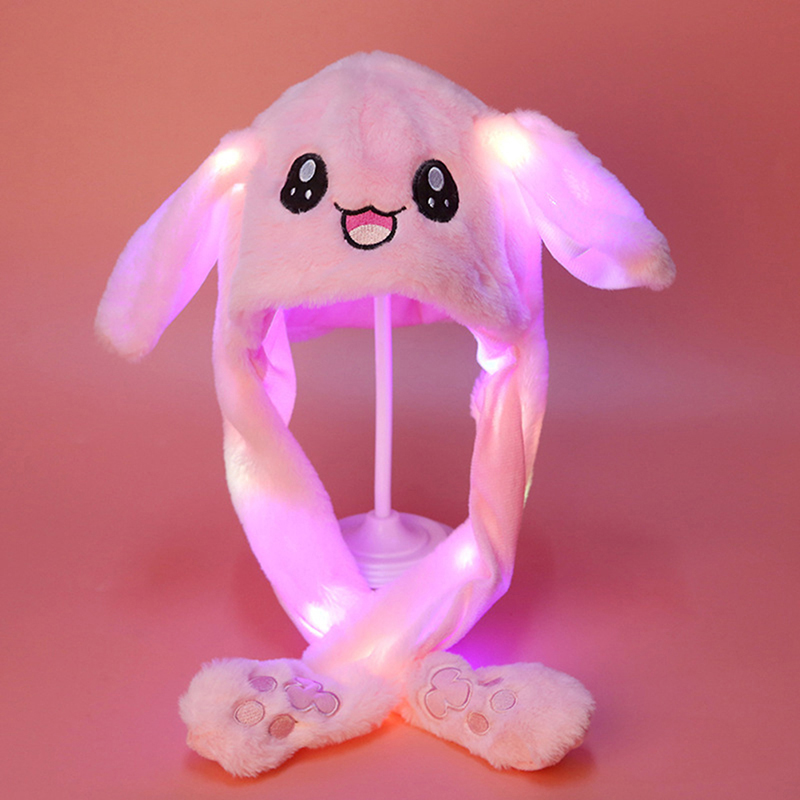 1Pc Glowing Cute Bunny Ears Hat Jumping Rabbit Hat Glowing Ear Moving ...