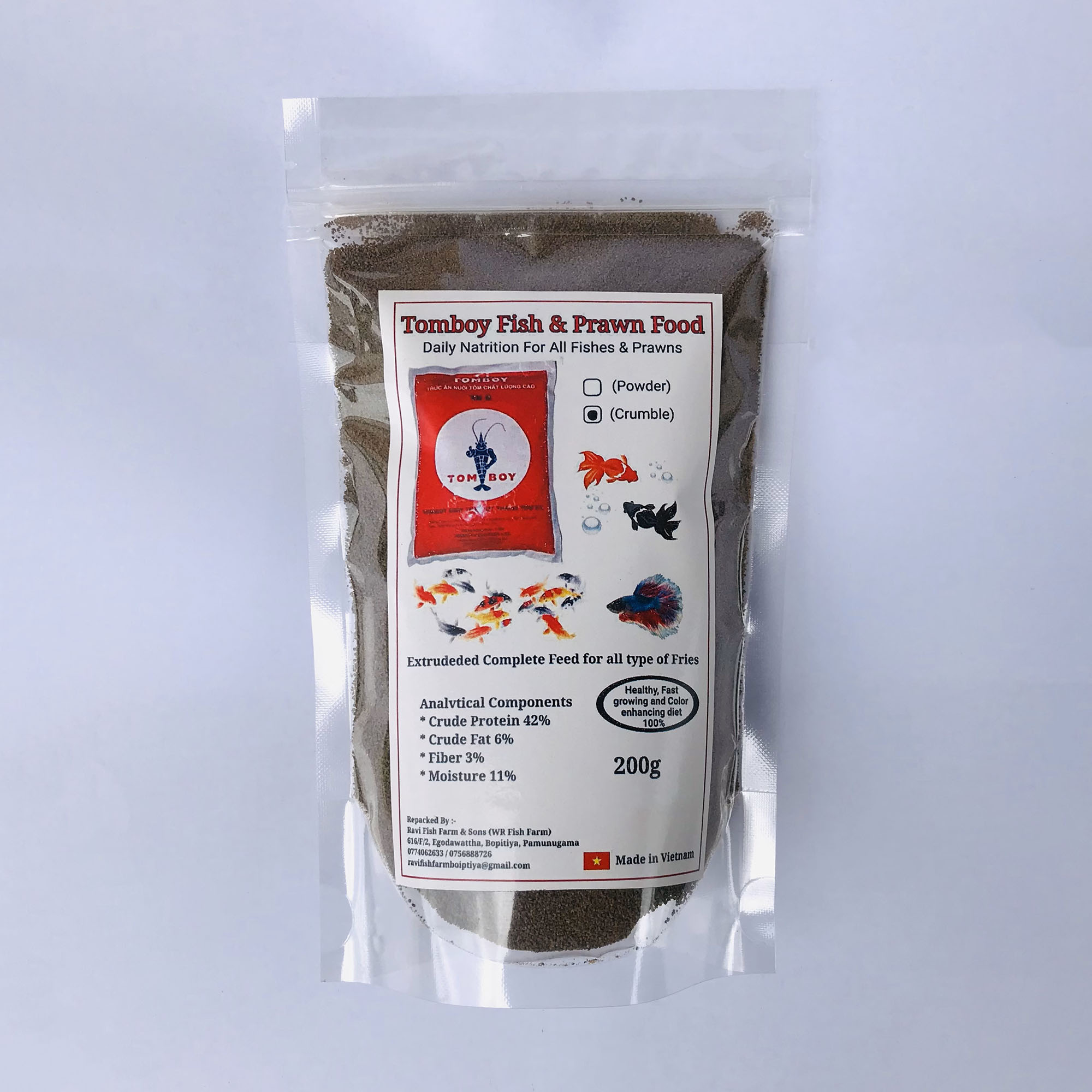 Tomboy Fish & Prawn Food Crumble 200g Daily Natrition For All Fishes ...