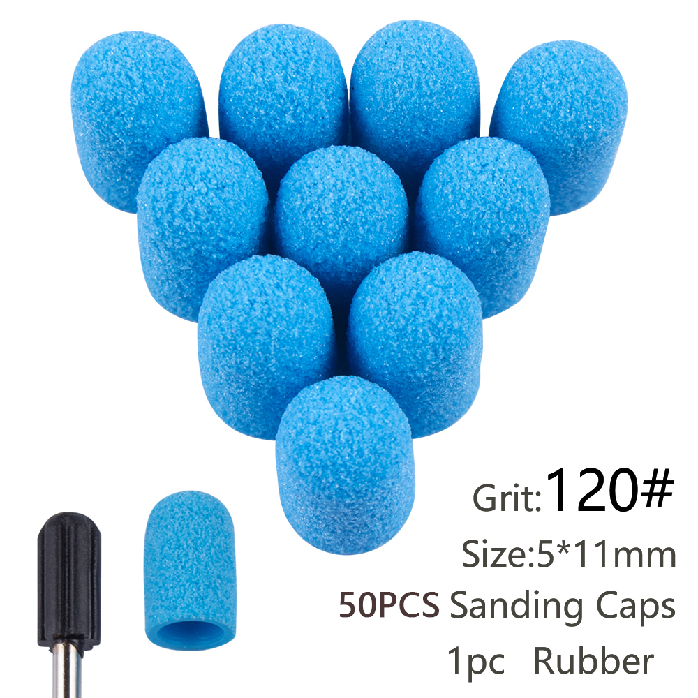 50pcs Nail Sanding Caps With Rubber Gel Polish Remover Nail Drill Bit ...