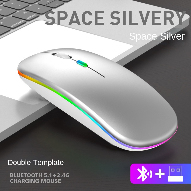 Bluetooth Wireless Mouse With USB, Bt5.2 Rechargeable RGB Mouse For ...