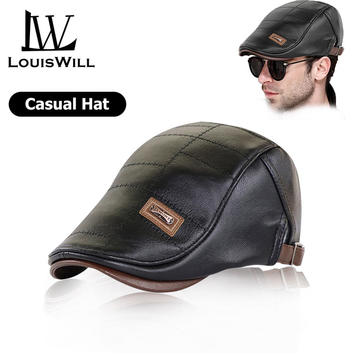 LouisWill Men's Hat Berets Cap Retro Leather Newsboy Caps Visors Hats ...