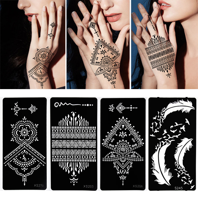 【Beauty Code】1pcs Black Henna Lace Temporary Sticker Women Butterfly ...