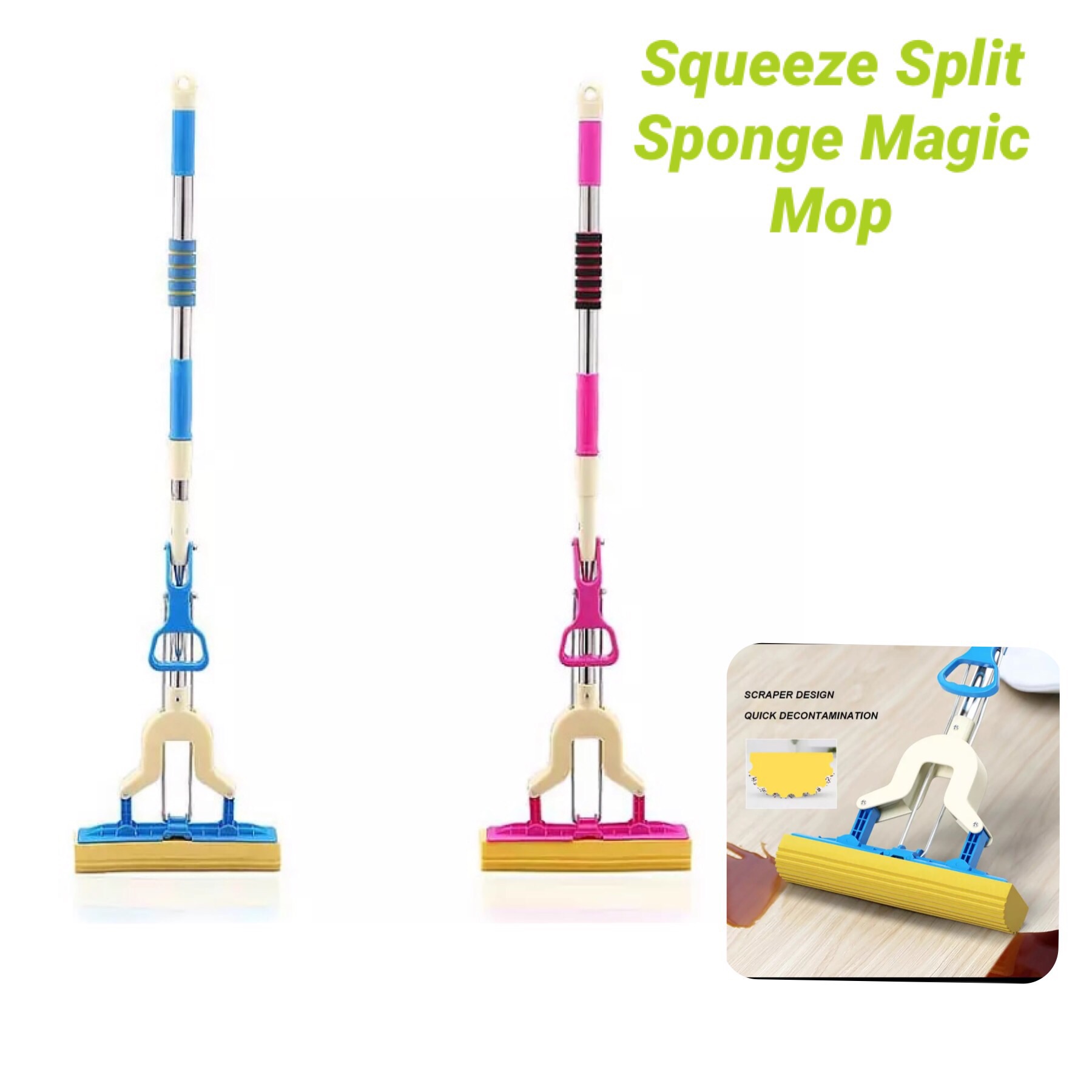 Sponge mop floor cleaning adjustable magic mop | Daraz.lk