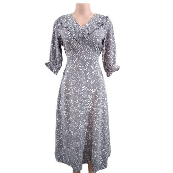 New Stylish Long Sleeves V Neck Rosa Bella Polka Printed Long Frocks ...