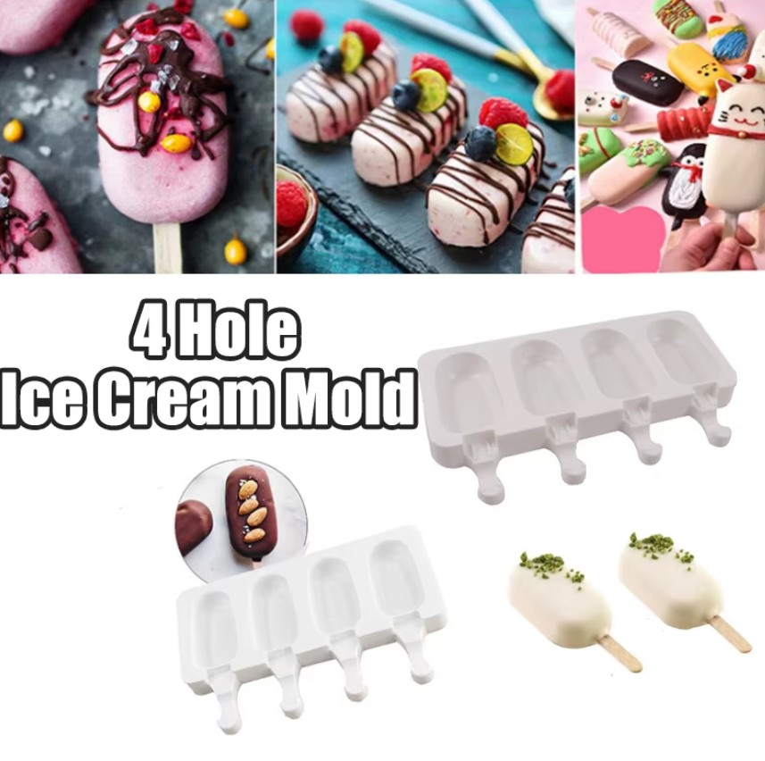 Silicone 3/8 Cavity Ice Cream Molds, Popsicle Mold, Can Reuse, Ice ...