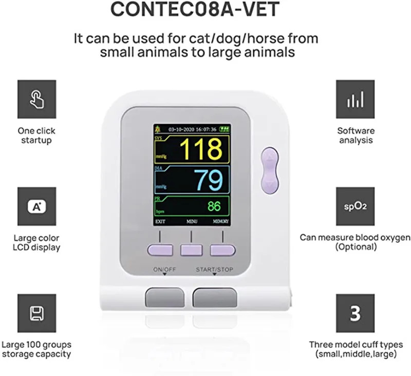 CONTEC Vet Electronic Sphygmomanometer Automatic Blood Pressure Monitor ...