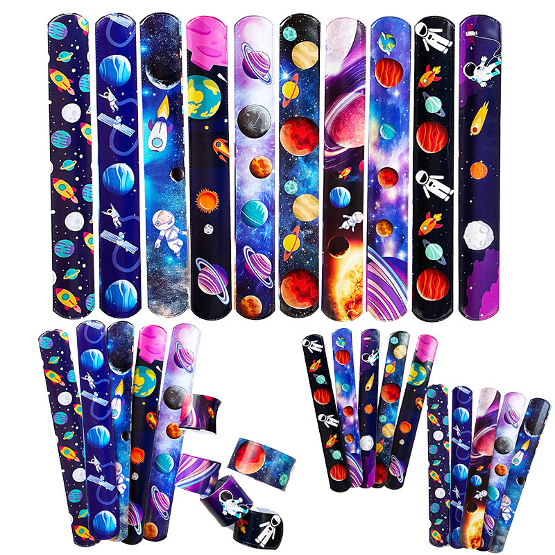 12pcs Cartoon Slap Bracelets Dinosaur Pattern Slap Band Toy Kids Birthday Party Favor Classroom ...